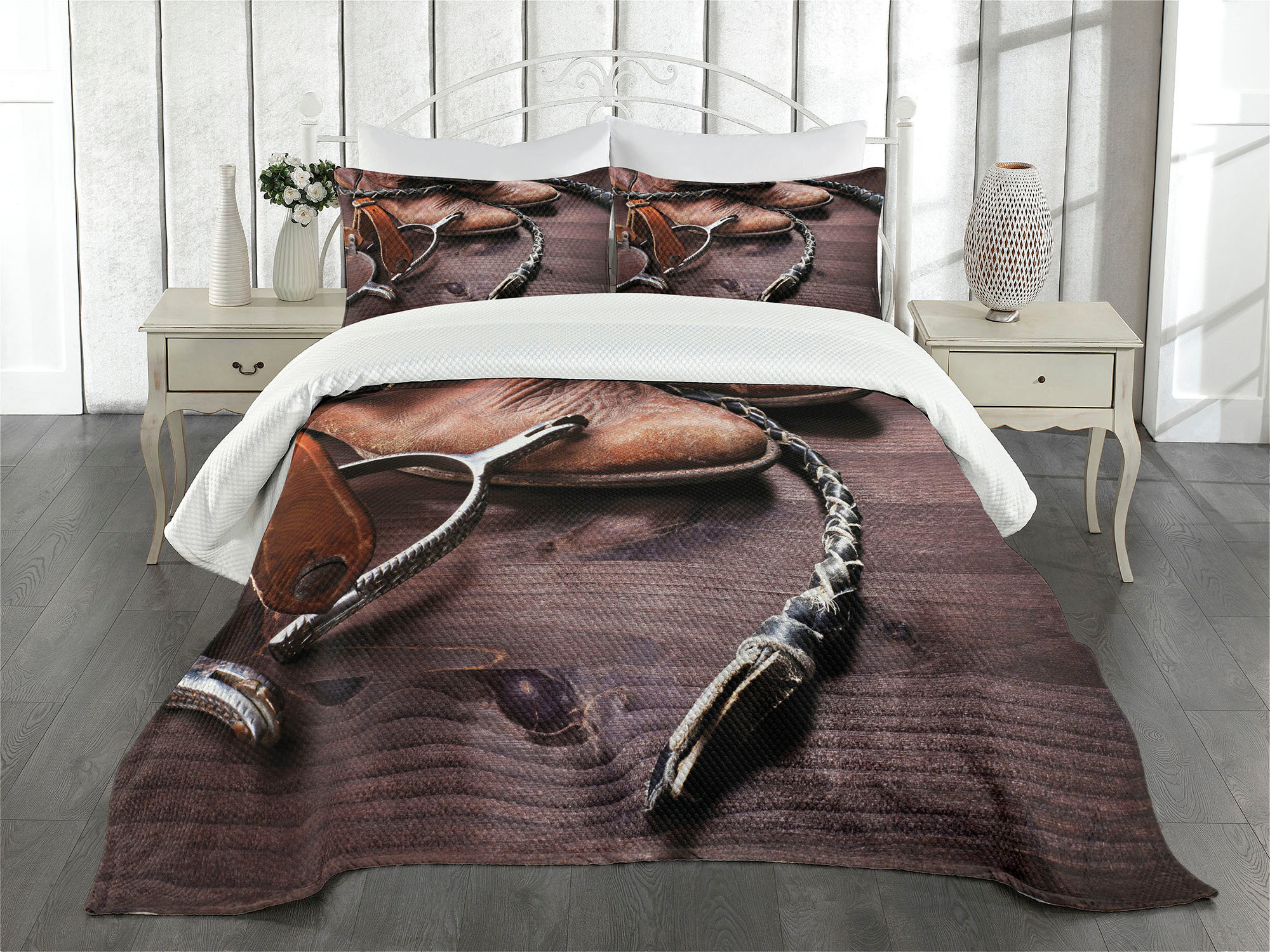 Ambesonne Western Bedspread Set Rustic Rodeo Cowboy Brown | Wayfair