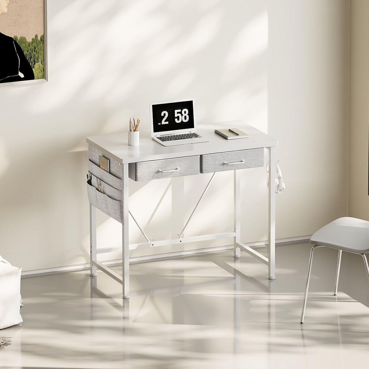 Hokku Designs Small Desk With Drawers, 31.5 Inch Small Computer Desk ...