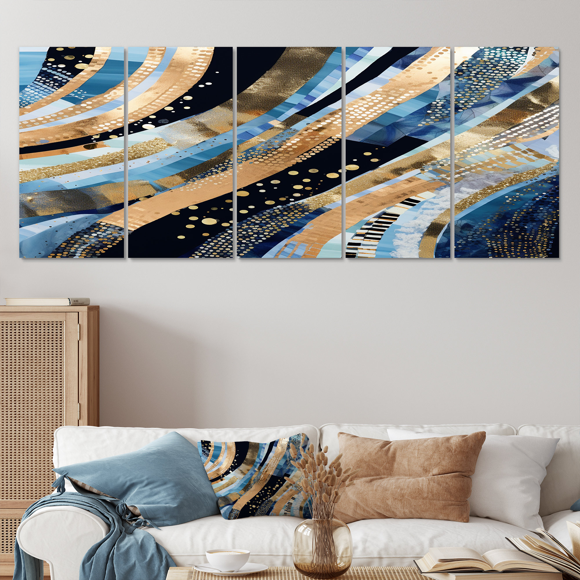 Ivy Bronx Summer River Glam Sparkling Gold - Waves Wall Art Decor 5 ...