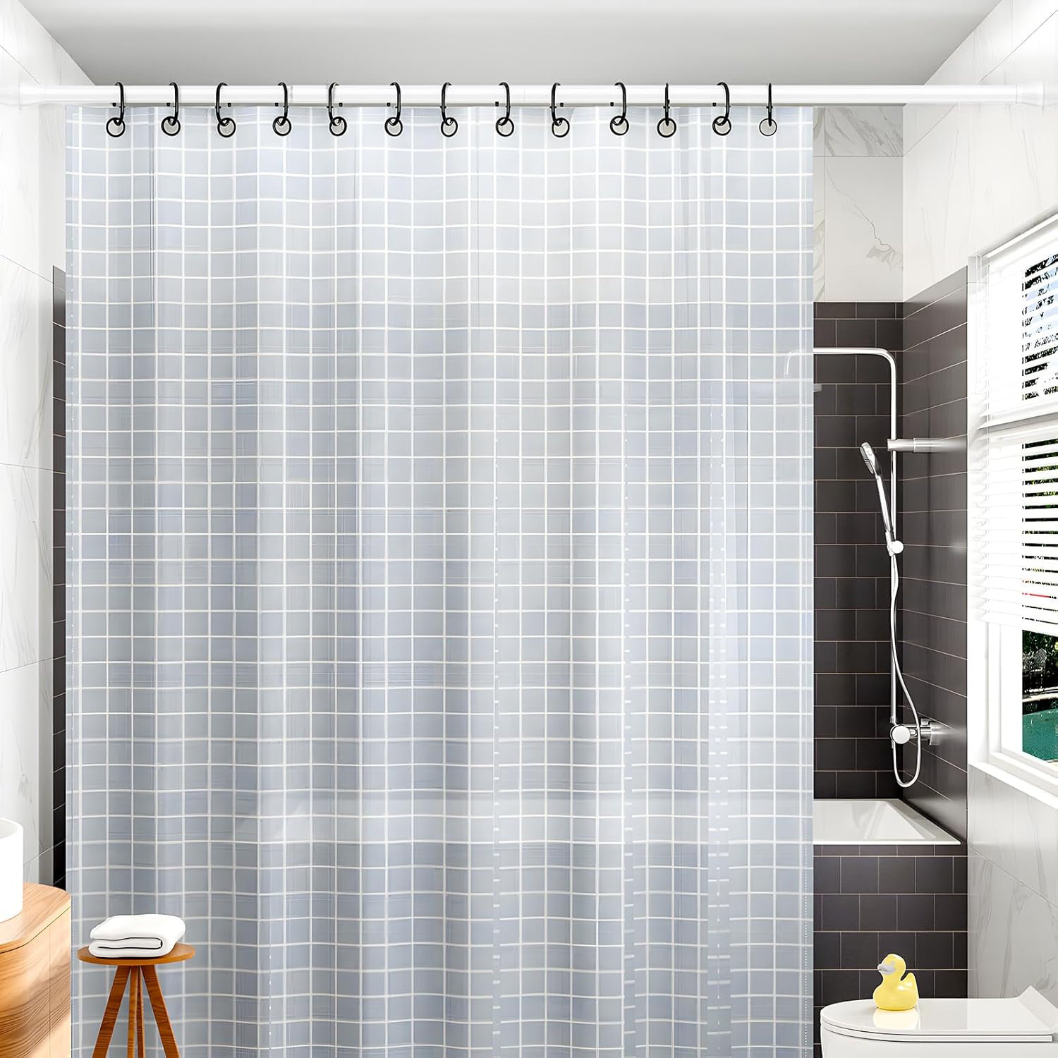 JJbaok Adjustable Spring Tension Curtain Rod No Drilling Required For ...