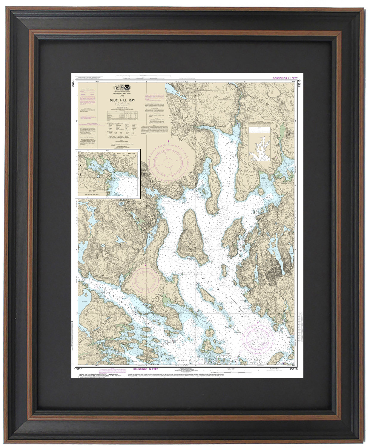 Longshore Tides Blue Hill Bay, Maine | Nautical Chart | Framed Print ...