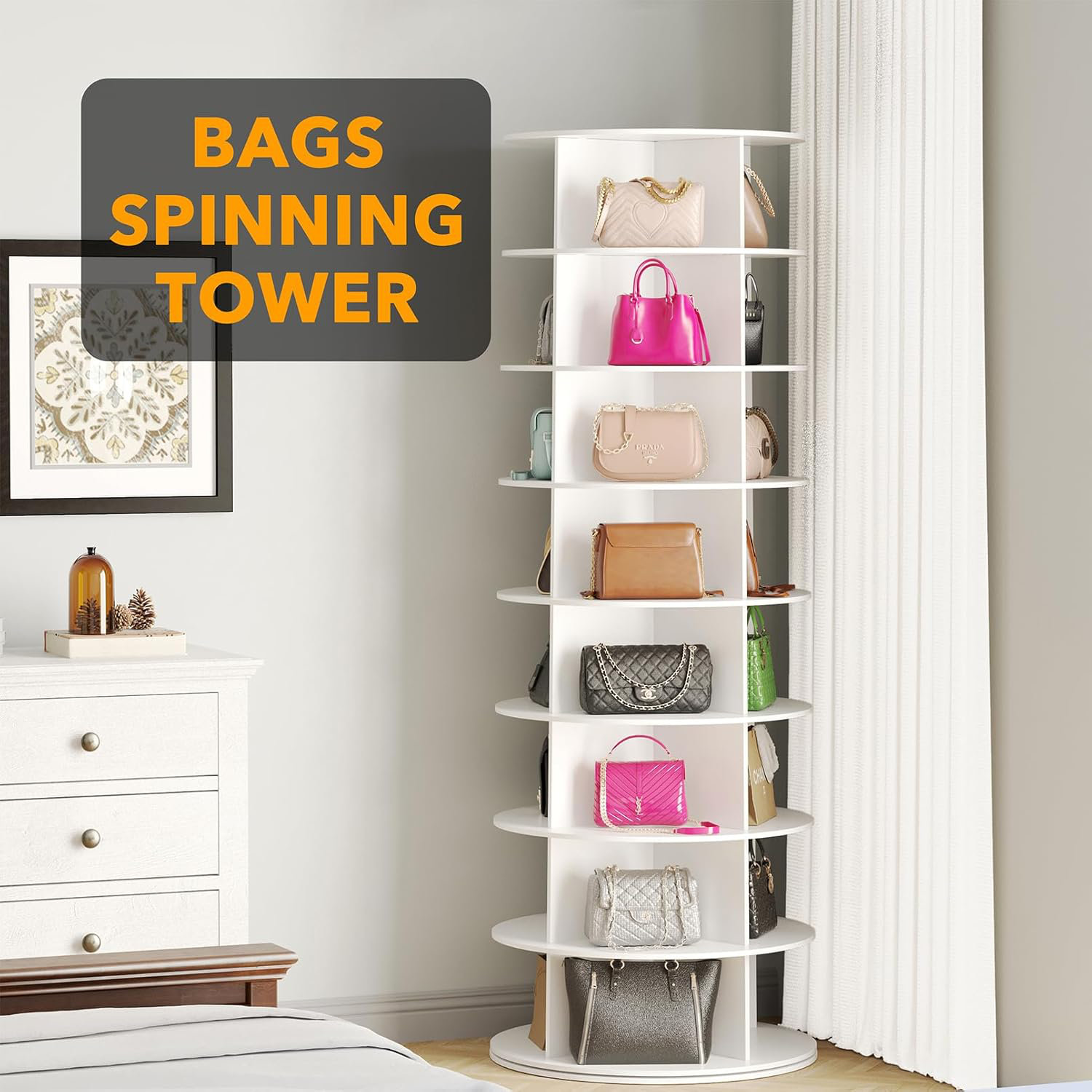 Hokku Designs 8-layer rotating shoe rack tower, 360-degree rotating ...