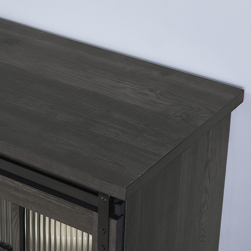 Gracie Oaks Saveena 59.13'' W Storage Credenza with Electric Fireplace ...