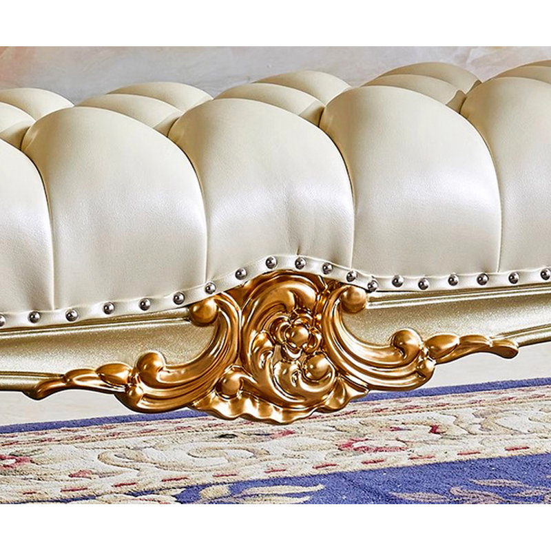 FURNITURE LEISURE, INC. European-style Champagne Gold Bed End Stool ...
