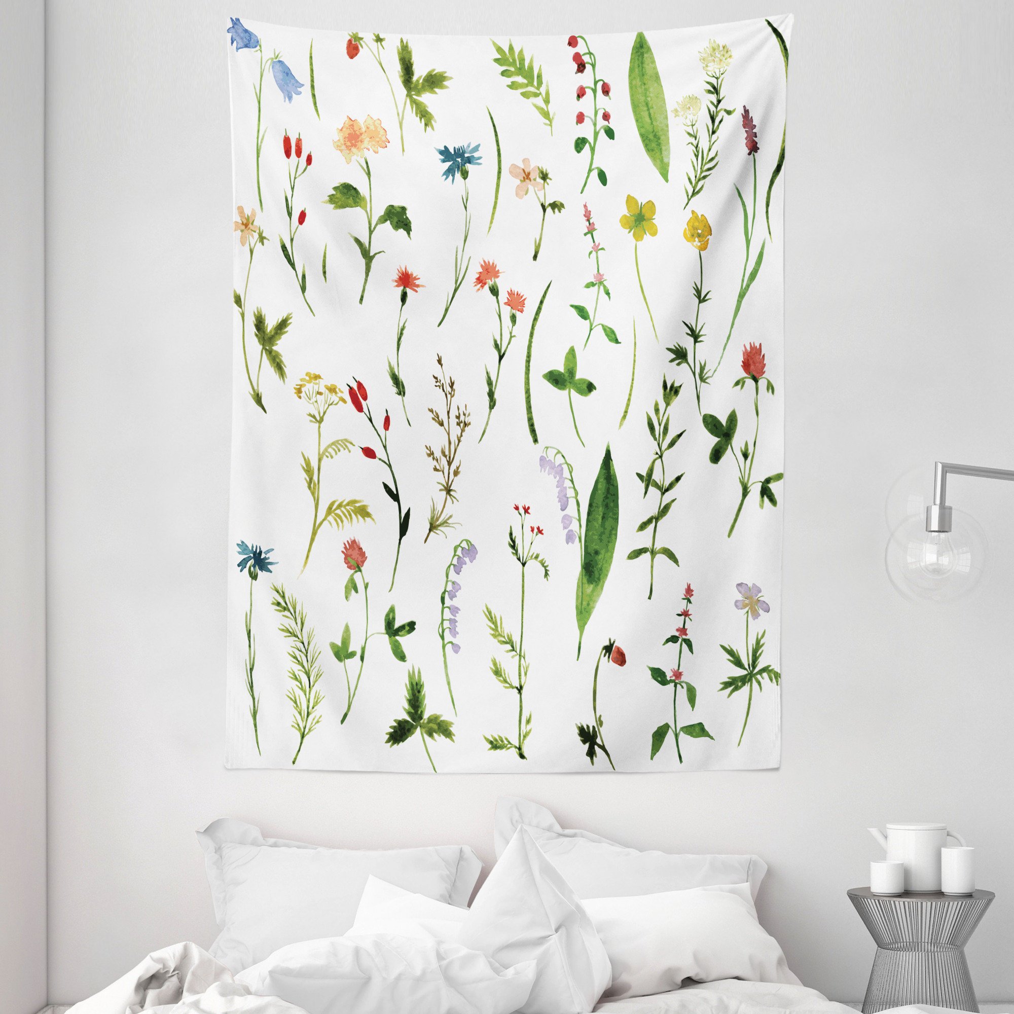 East Urban Home Ambesonne Watercolor Flower Tapestry, Different Kinds ...
