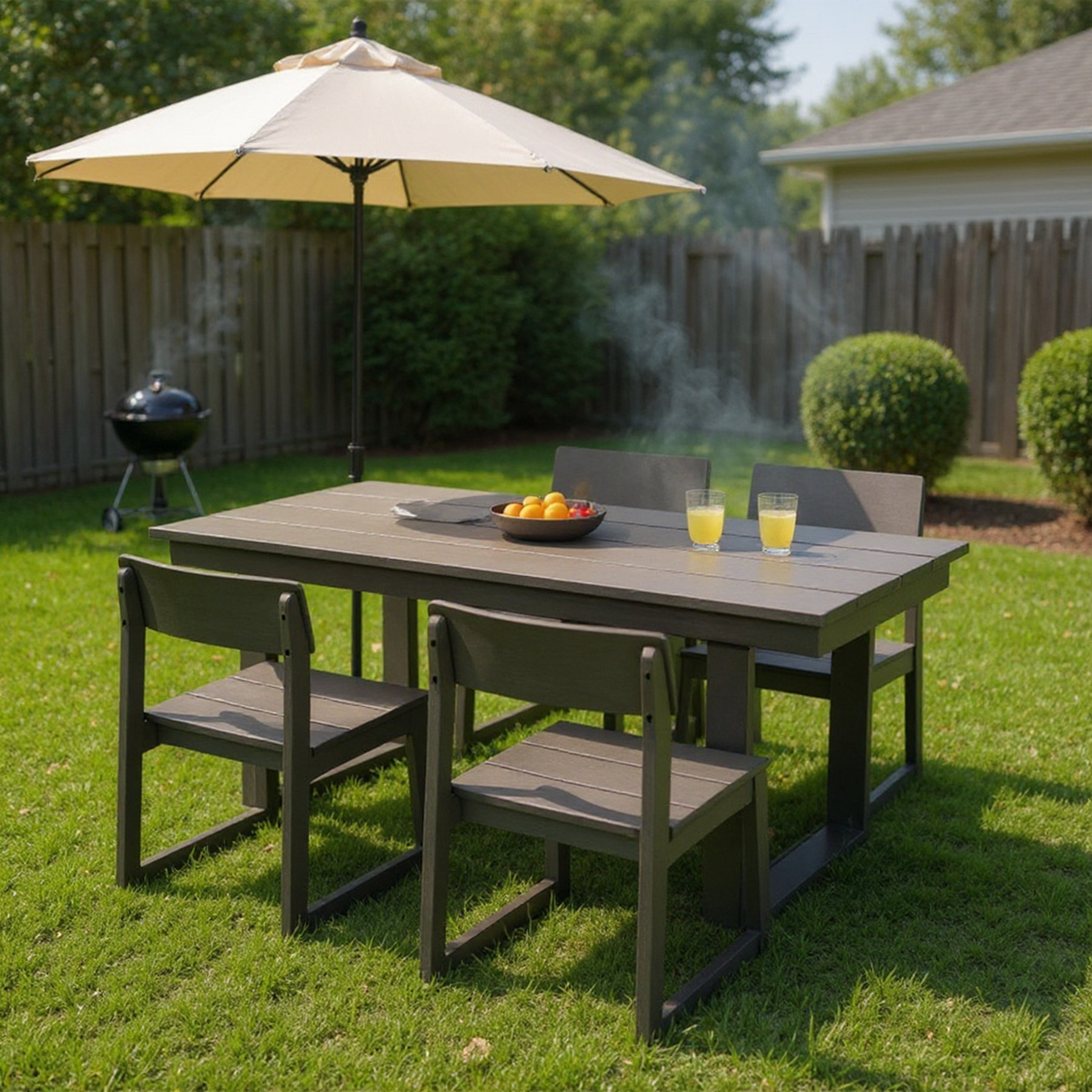 Hokku Designs 5-Piece HDPE Outdoor Dining Set for 4 – Weather-Resistant ...