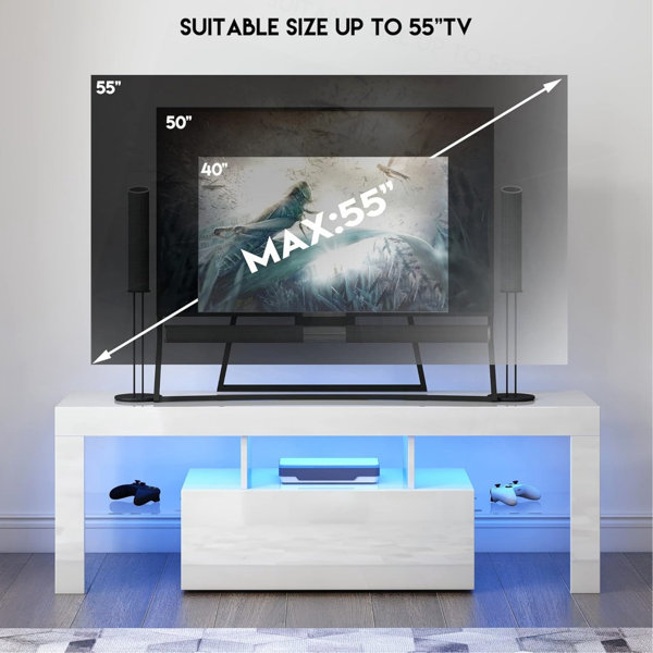 Wrought Studio Meuble télé à DEL avec lumières télécommandées et ...
