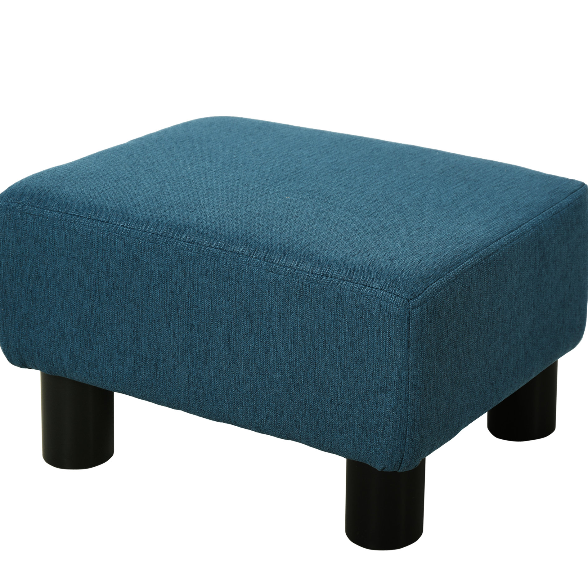 Ebern Designs Blue Living Room Foot Stool, Linen Upholstered With ...