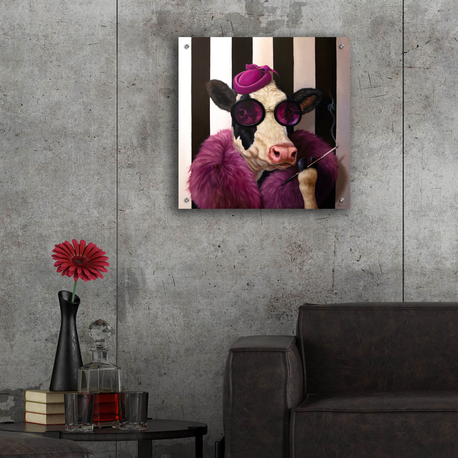 Trinx 'Lady Moo Moo' by Lucia Heffernan Acrylic Glass Wall Art | Wayfair