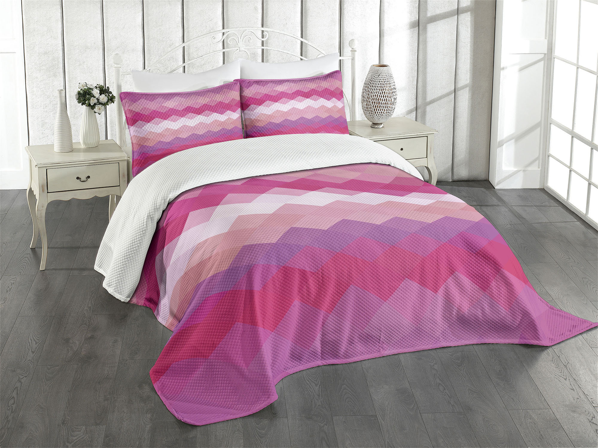 Ambesonne Hot Pink Bedspread Set Classic Simple Modern Pink Peach ...
