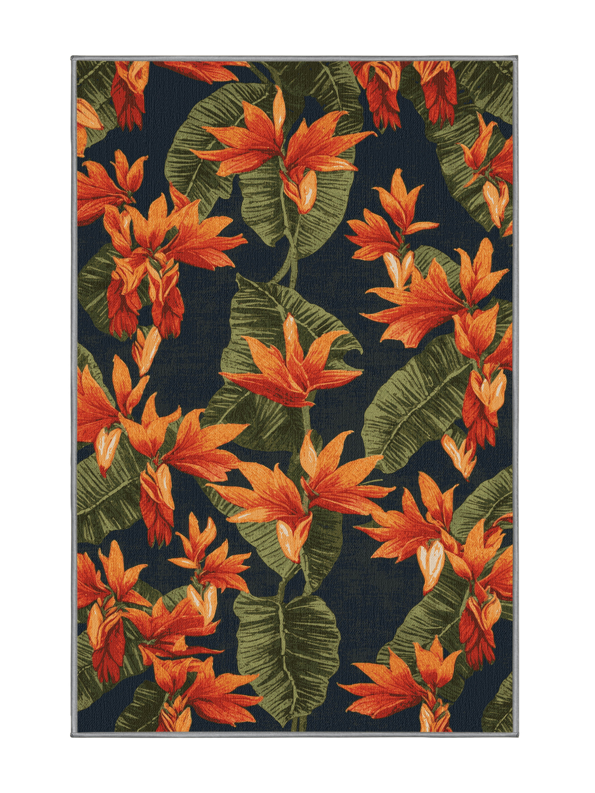 One Allium Way® Machine Washable Botanical Brown Area Rug | Wayfair