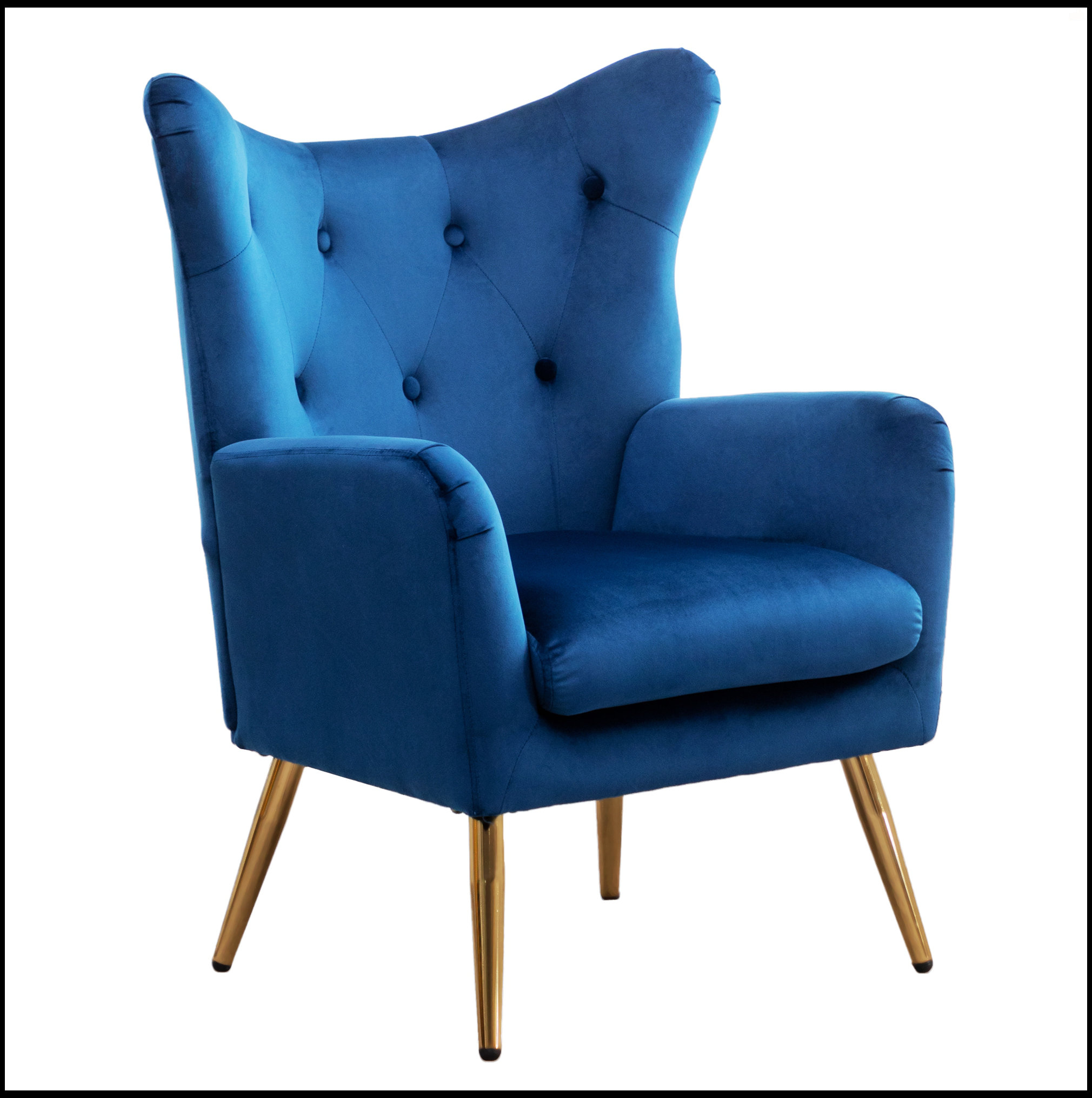 Red Barrel Studio Velvet Button-Tufted Wing Back Accent Chair - Wayfair ...