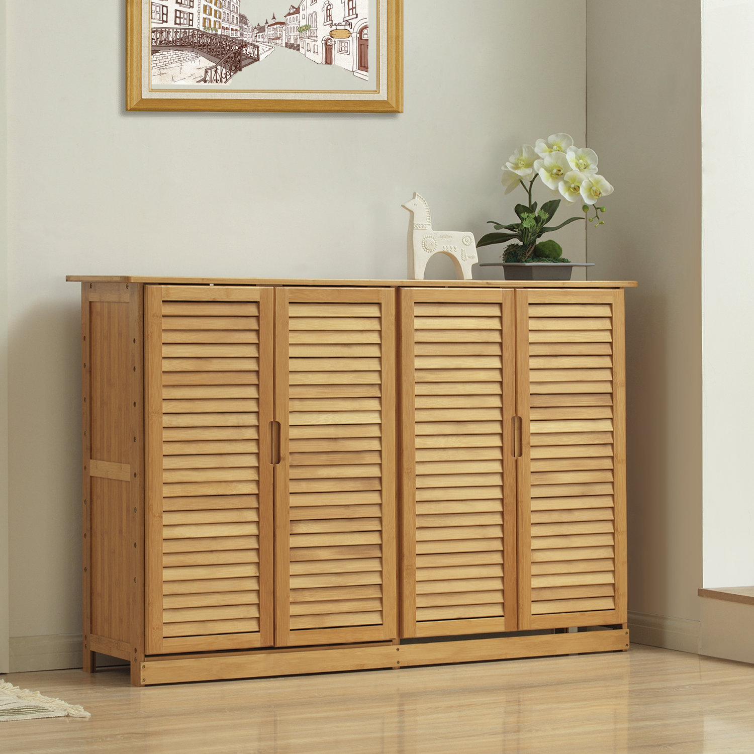 MoNiBloom 5 Tiers Free Standing Bamboo Shoe Rack, 27 Pairs Storage ...