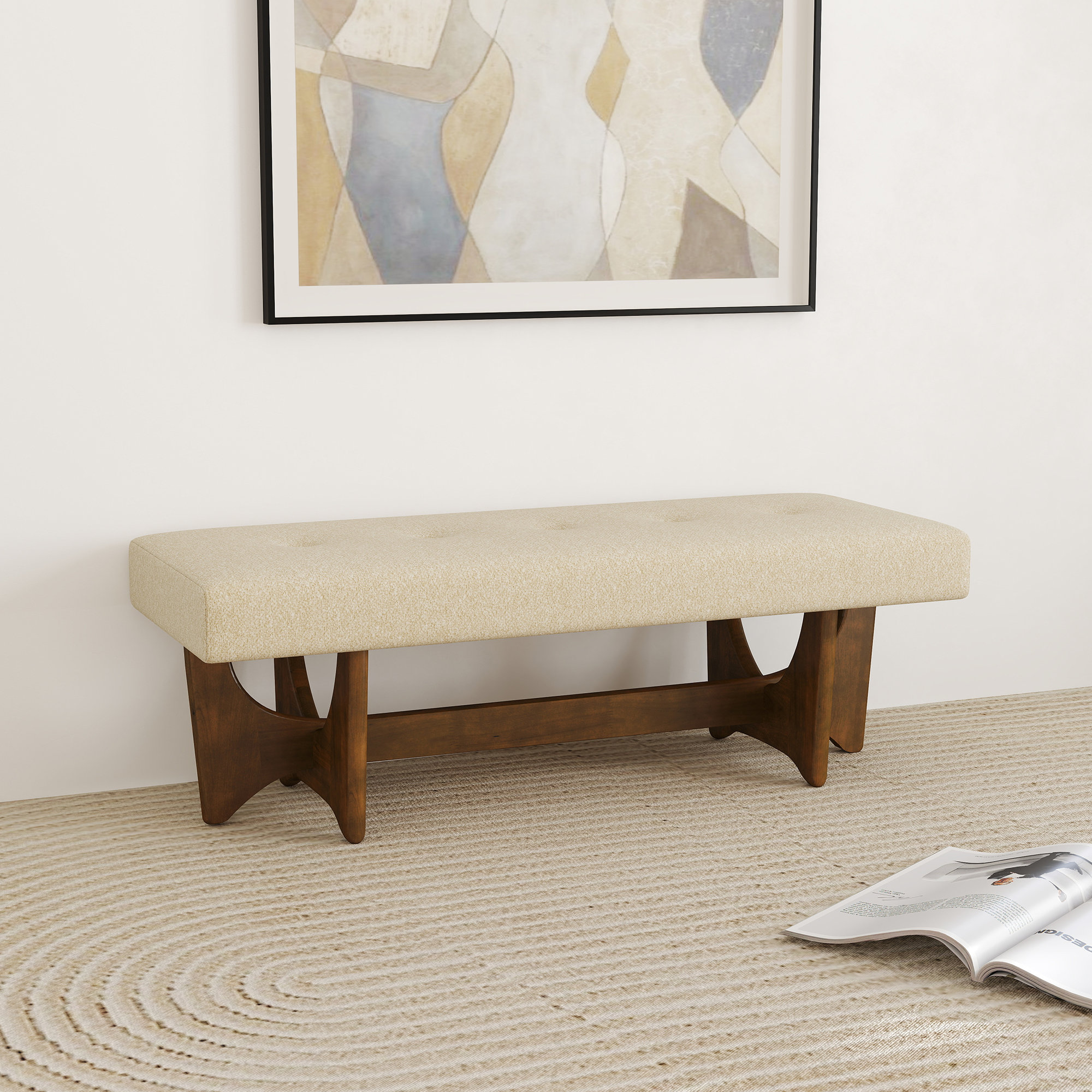 George Oliver Upholstered Entryway Bench With Tufted Button Seat And ...