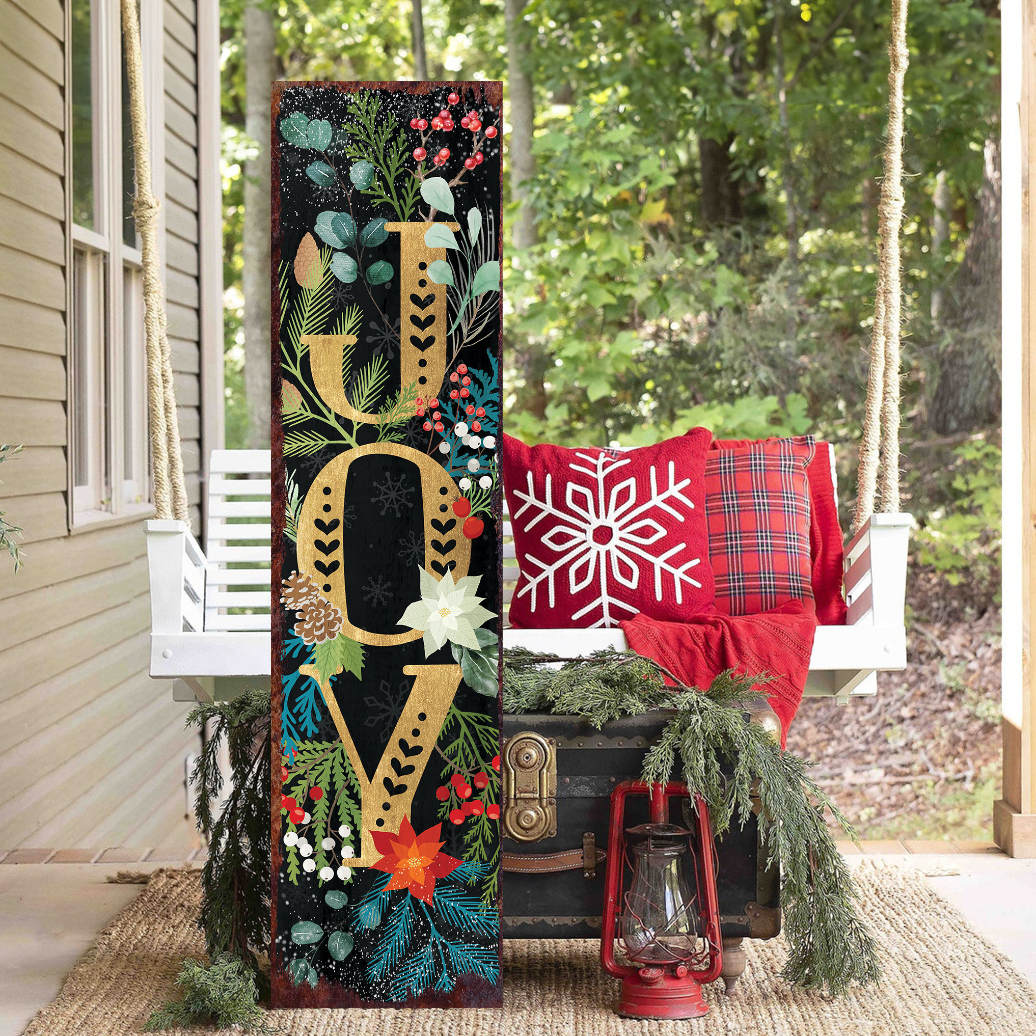 The Holiday Aisle® JOY Porch Sign Front Porch Christmas Welcome Sign ...