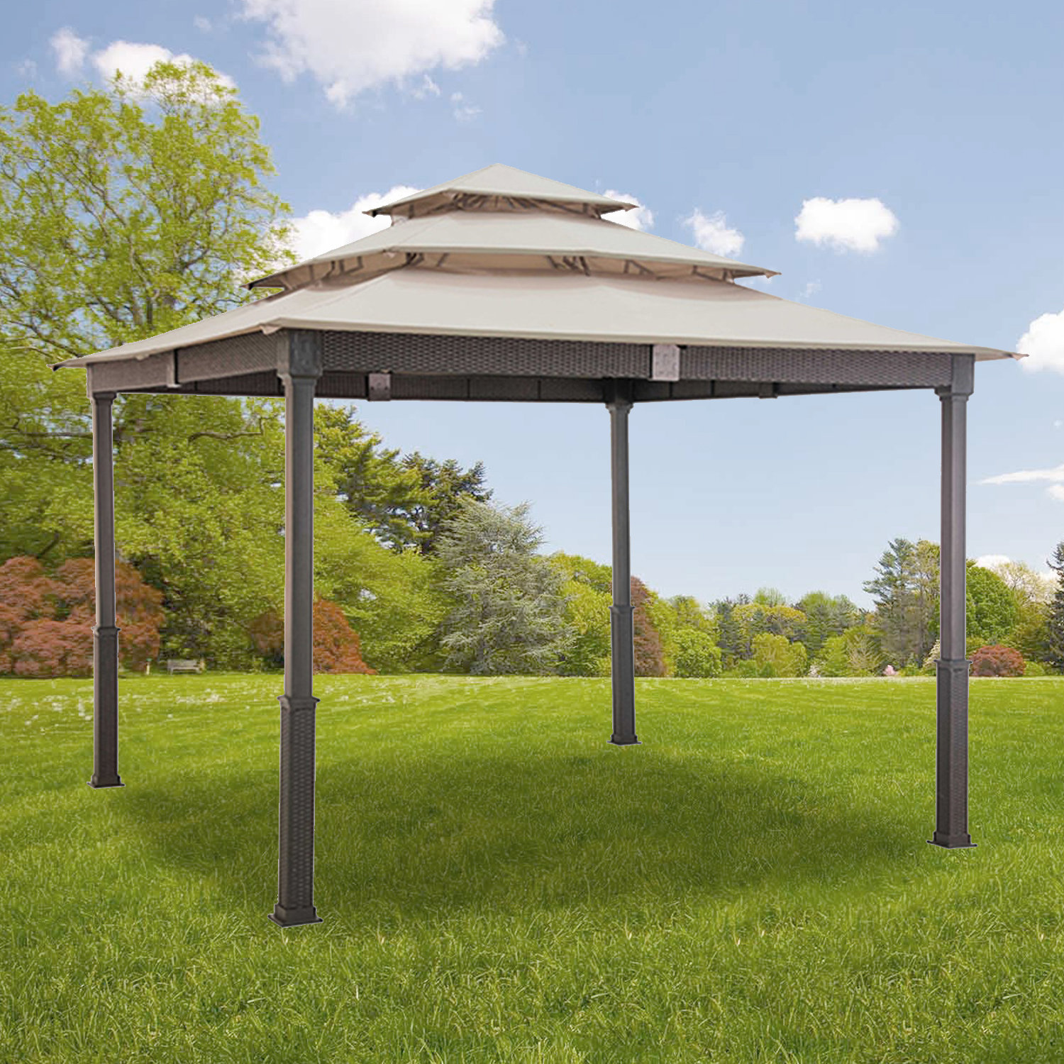 Garden Winds Triple Tier Wicker Gazebo Replacement Canopy | Wayfair