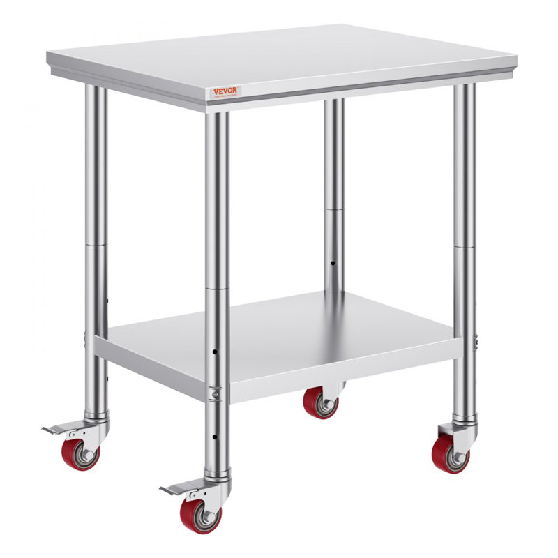 17 Stories Stainless Steel Work Table with Wheels 24 x 30 Prep Table ...
