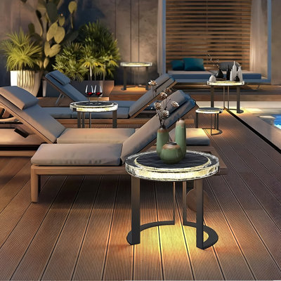 VIVZONE Solar Powered Integrated LED Floor Lamp End Table | Wayfair