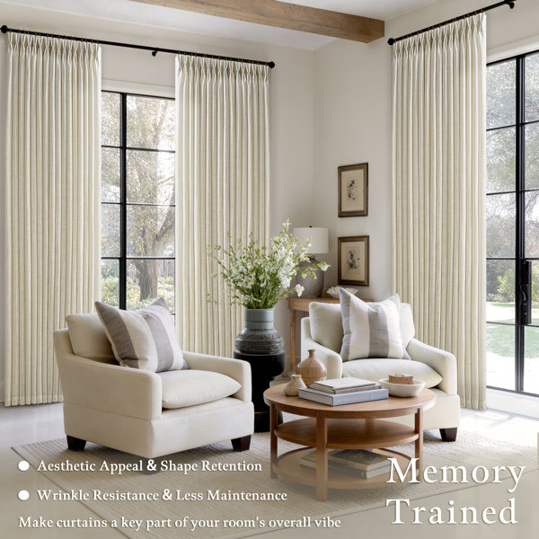 Latitude Run® Thick Linen Fabric Memory Trained Pinch Pleated Solid ...