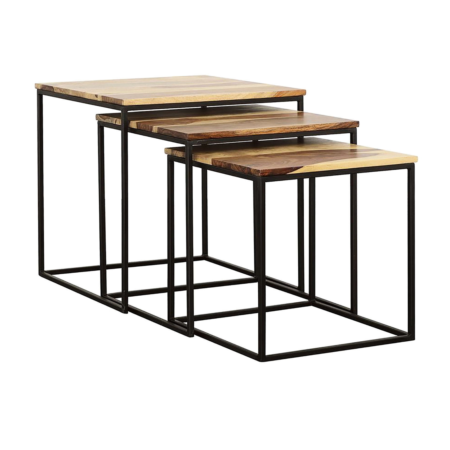 Latitude Run® 3 Wood Nesting Tables - Metal Supports Adds Character To ...