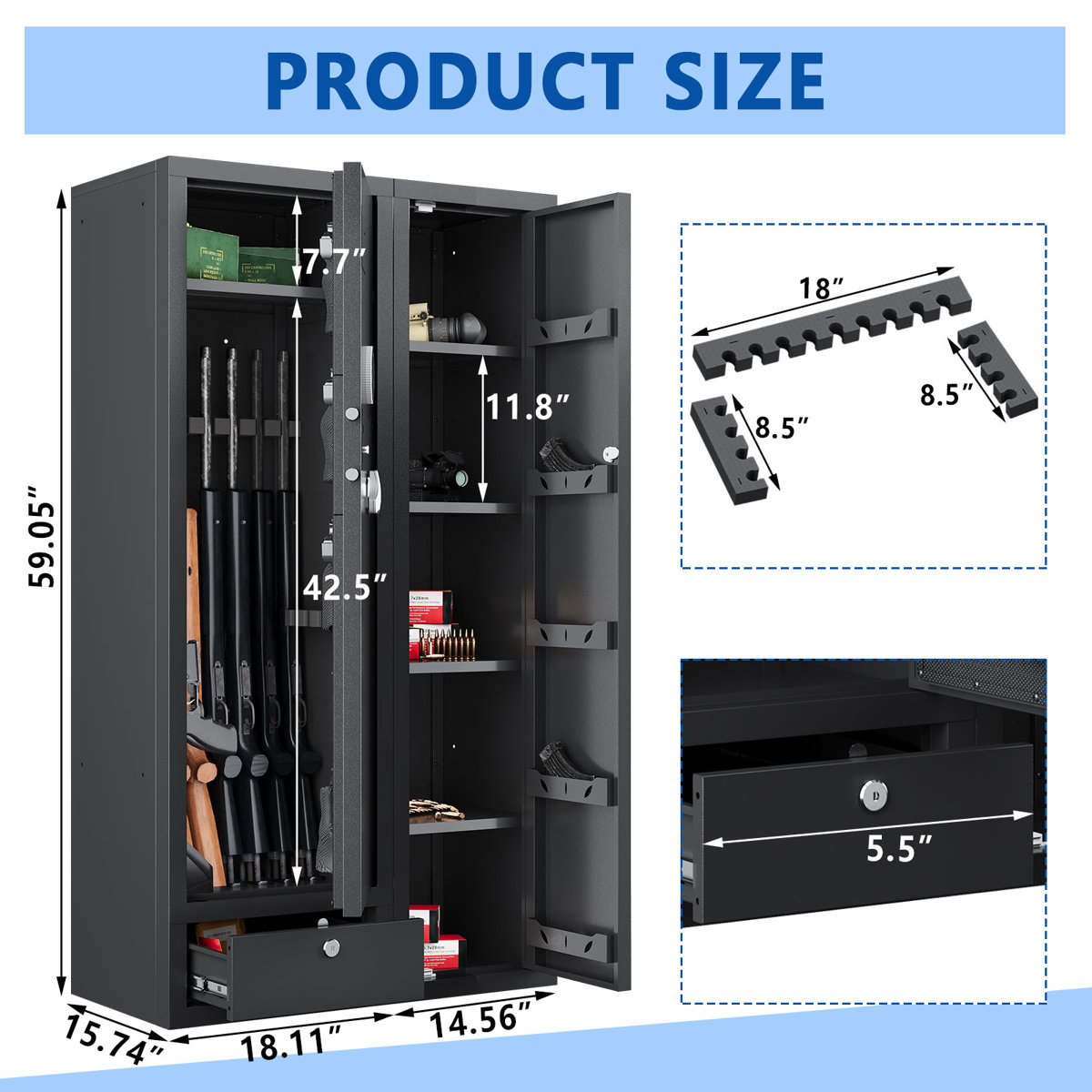 Kaer 15-20 Gun Safe,gun Safes For Home Rifle And Pistols,large Gun ...