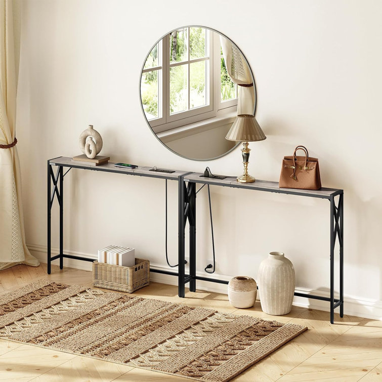 Naun 78.7" Console Table with Power Outlet Narrow Sofa Table (incomplete)