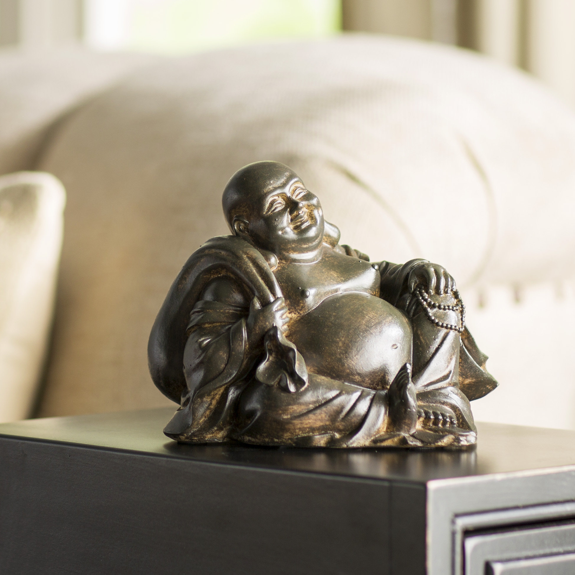 World Menagerie Sitting Happy Buddha Figurine & Reviews | Wayfair