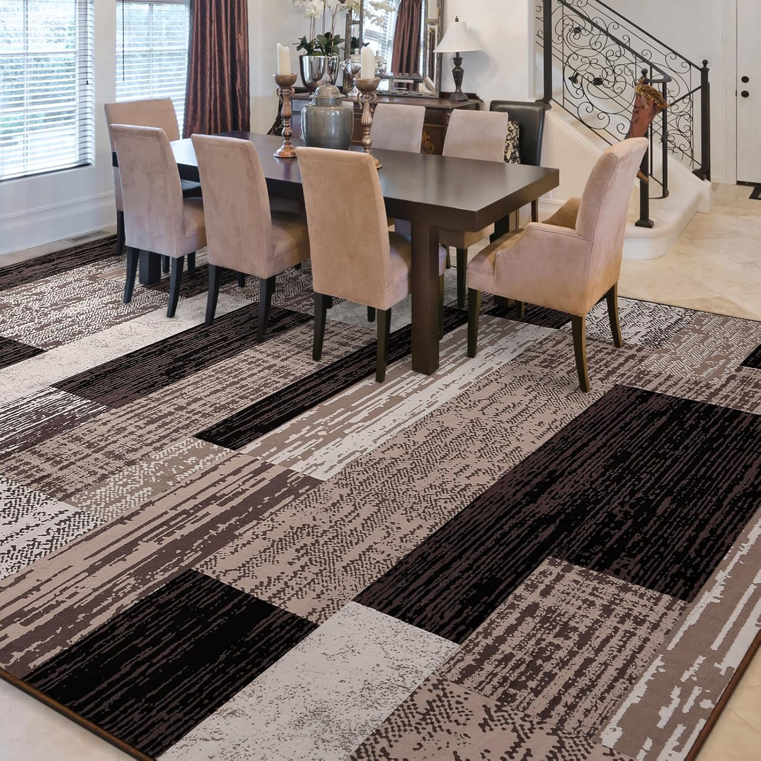 17 Stories Modern Geometric Patchwork Area Rug, 5x8 Large Rugs for ...