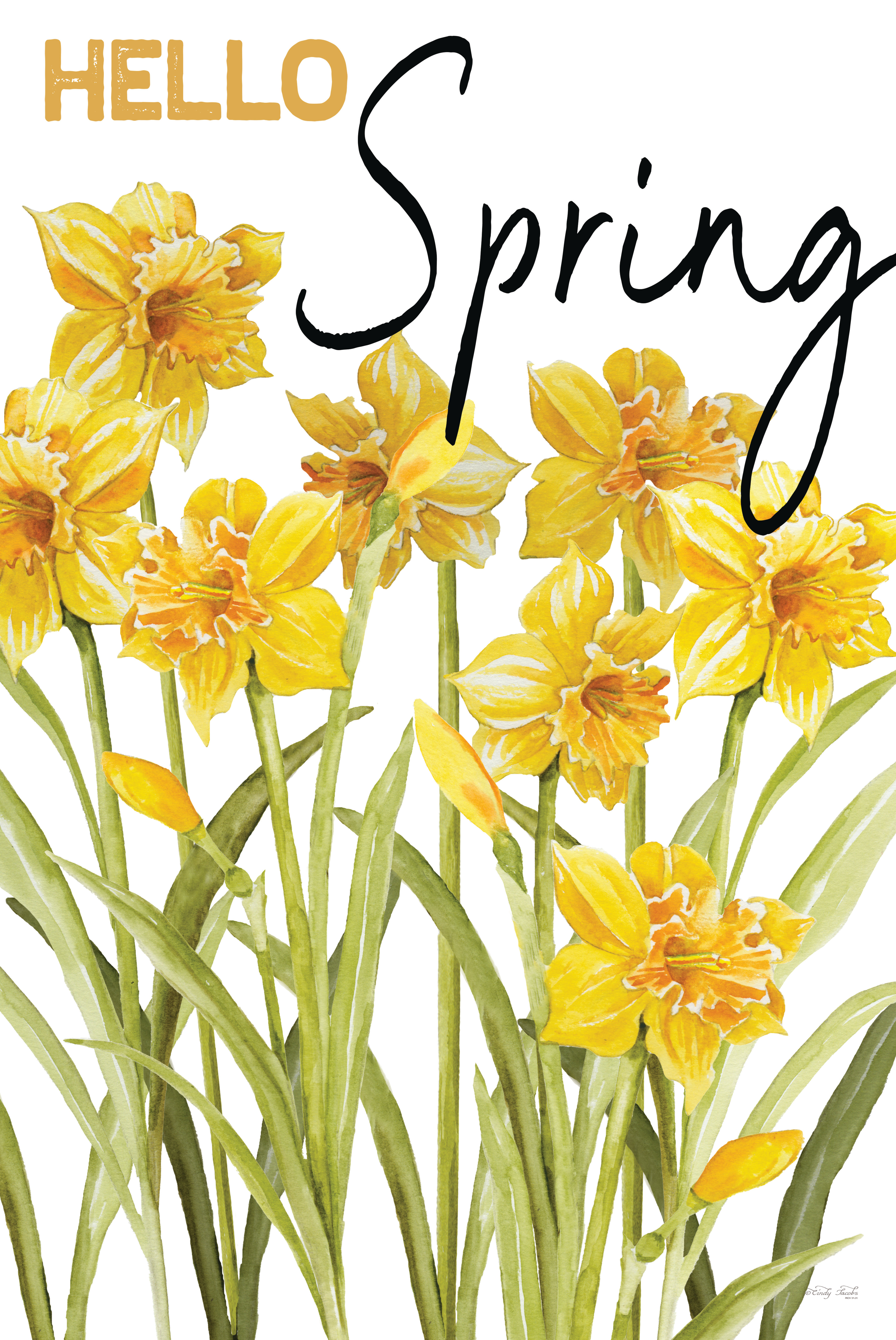 Winston Porter Hello Spring Daffodils - Wrapped Canvas Print | Wayfair