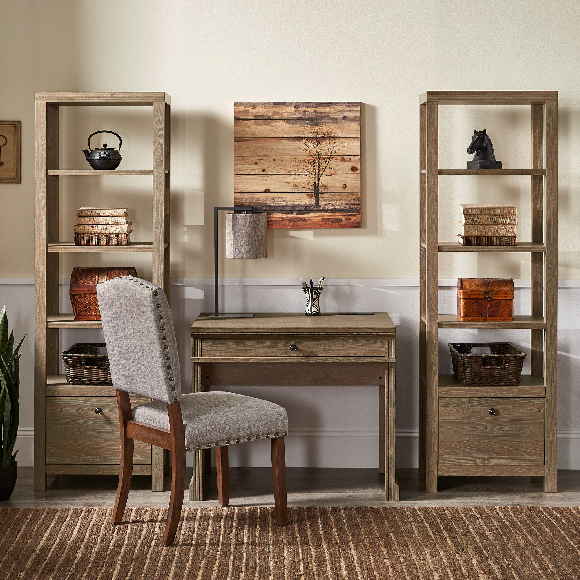 Laurel Foundry Modern Farmhouse Albali Wall Bookshelf And Desk Set ...