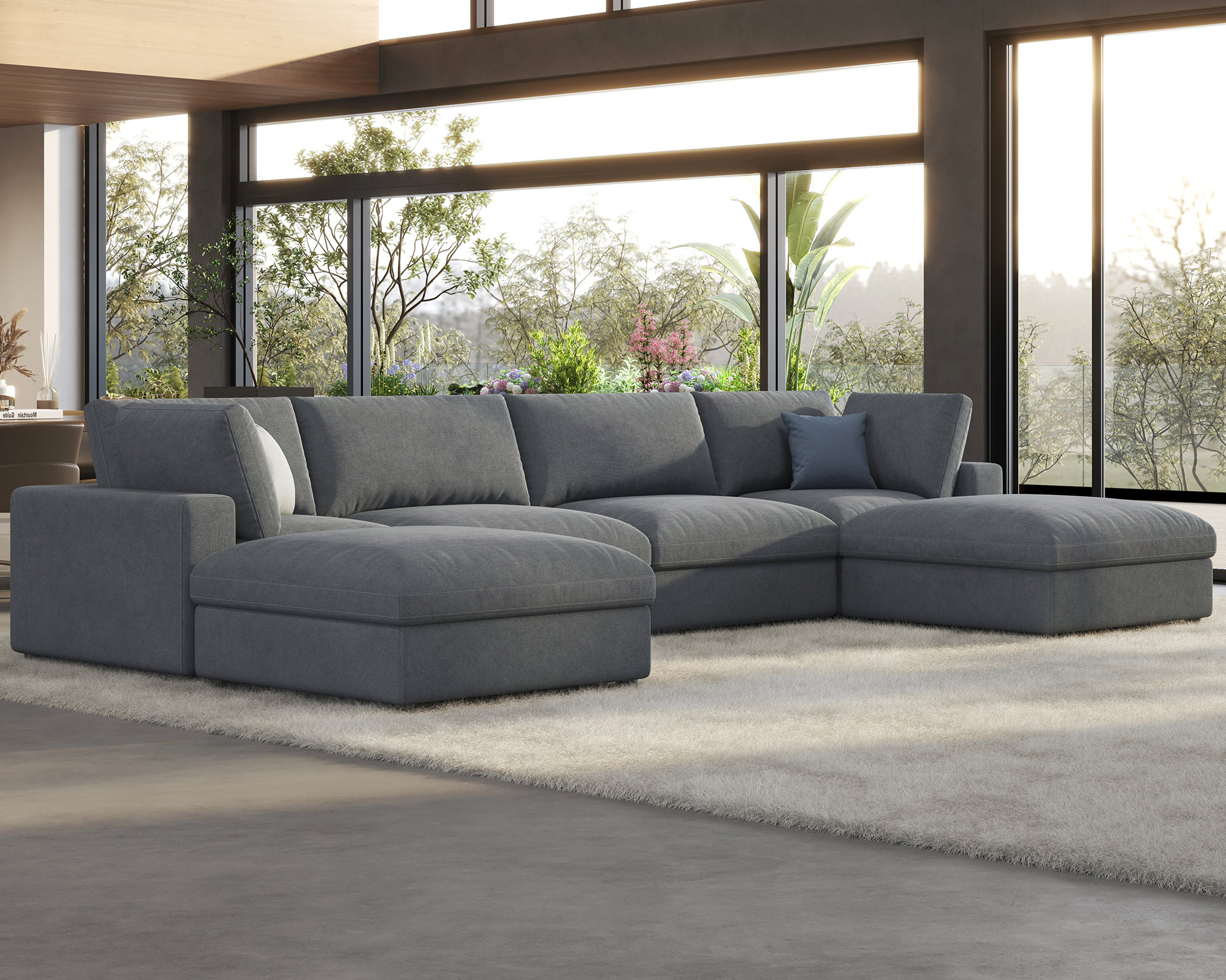 Latitude Run® Modechai Sectional Sofa, 152? Down Filled Sofa, 6 Seats U ...