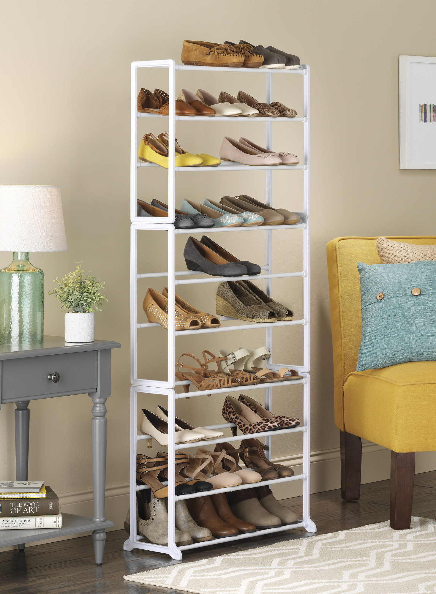 Rebrilliant Floor 10-Tier 30 Pair Shoe Rack & Reviews | Wayfair