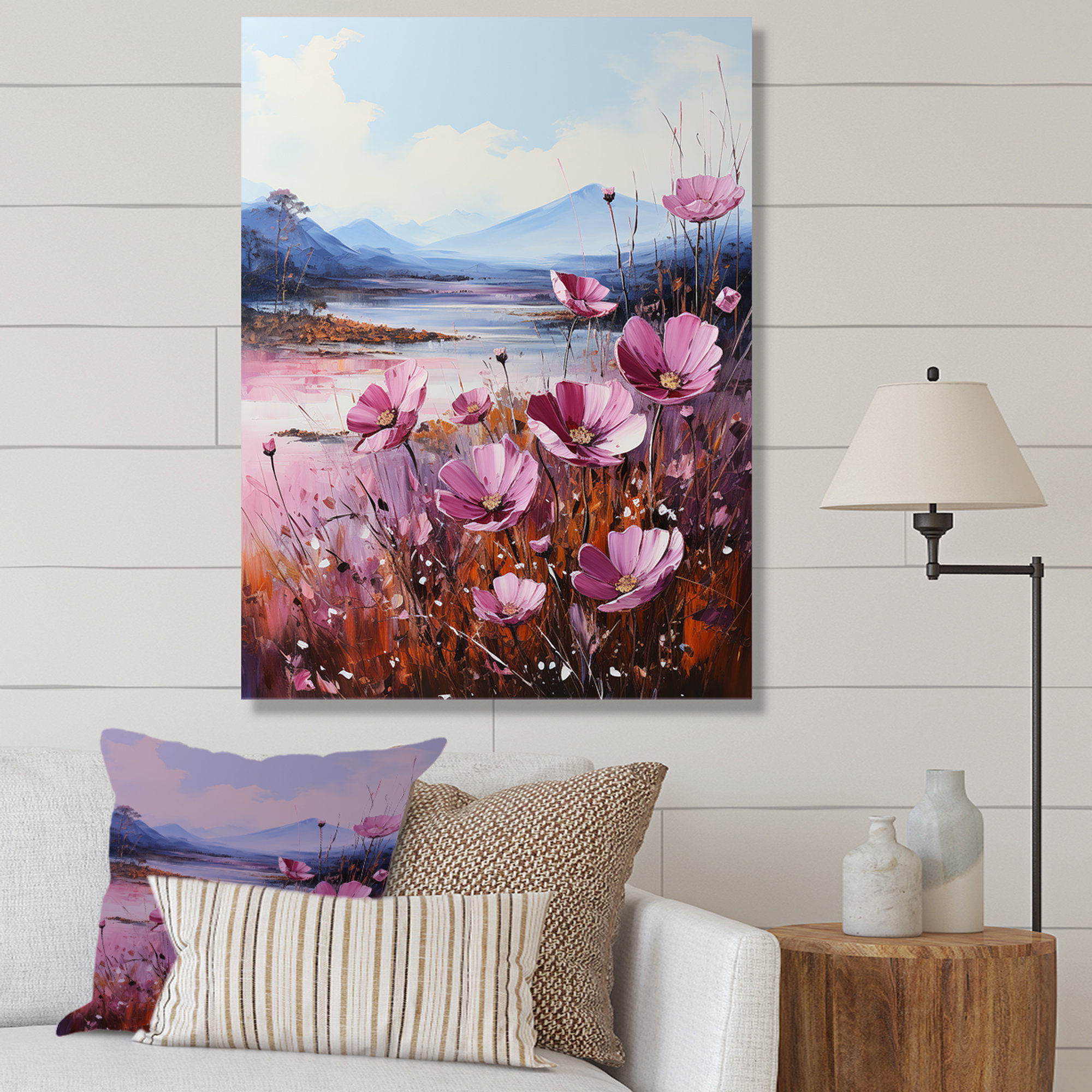 Millwood Pines Fuschia Flowers By The Lake I - Flowers Wall Decor ...
