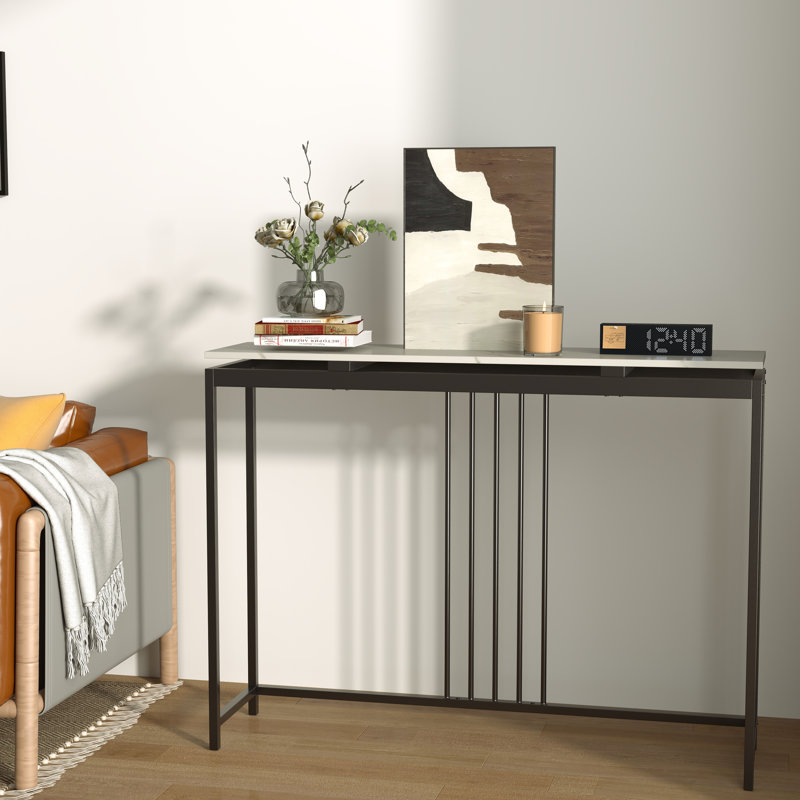 Metro Lane Console Table 120Cm Narrow Entryway Table W/ Tabletop-White ...