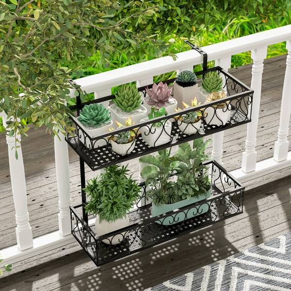 Red Barrel Studio® 2-tier Hanging Flower Rack Hanging Flower Pot Holder ...