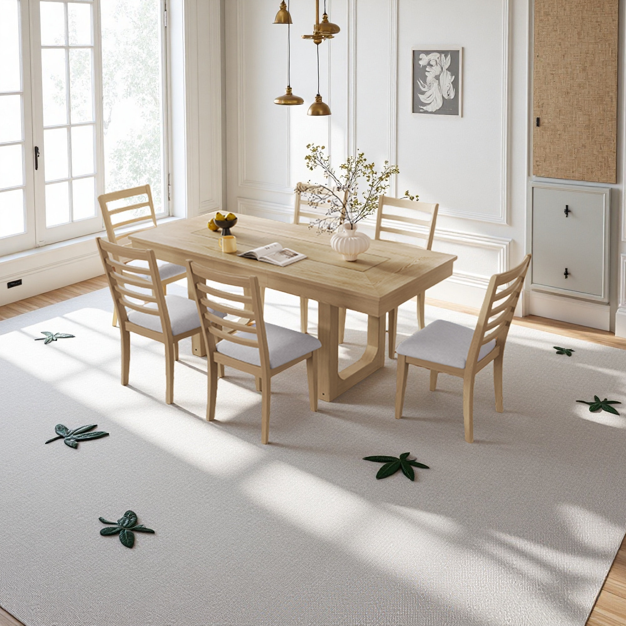 Lark Manor™ 7 Piece Extendable Dining Table Set, Farmhouse Extendable ...