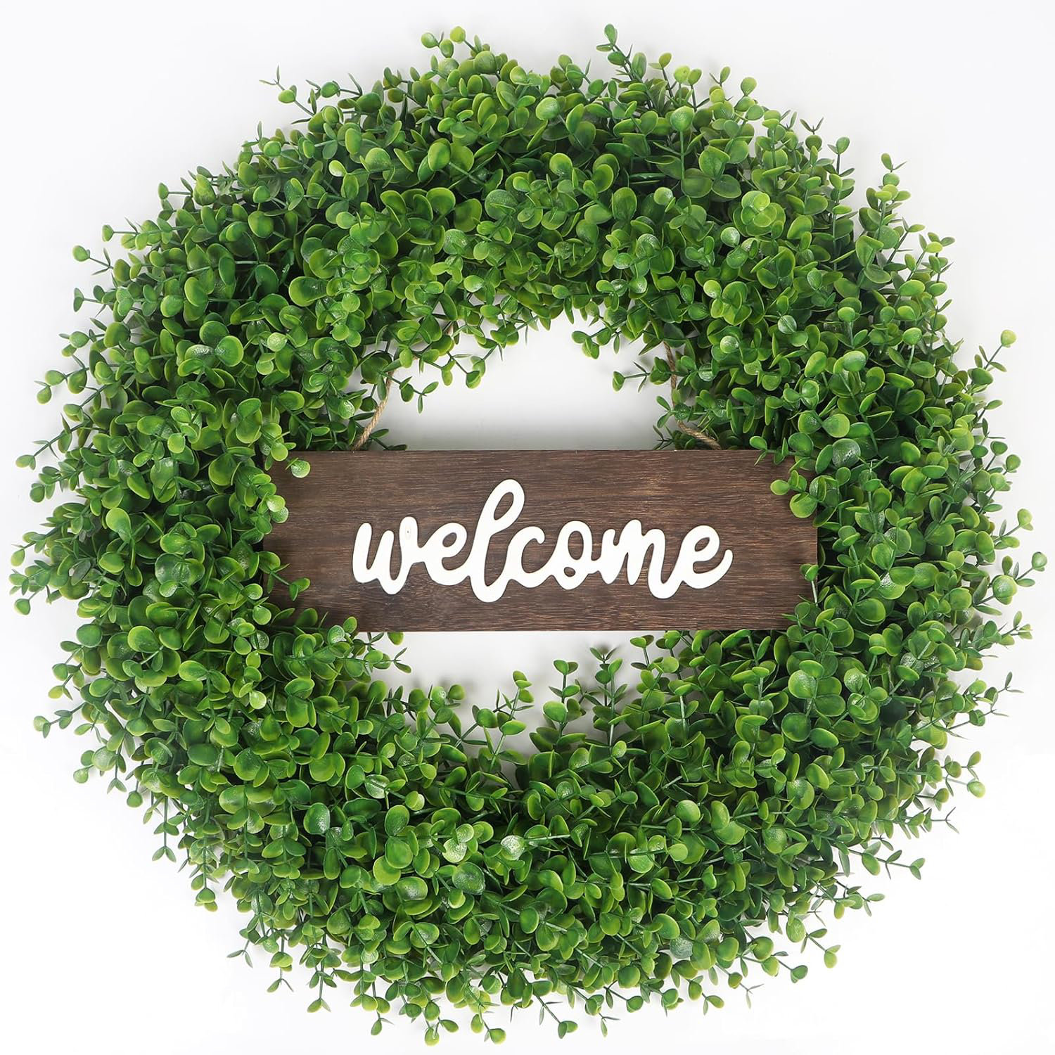 One Allium Way® Spring Wreath For Front Door:24" Artificial Eucalyptus ...