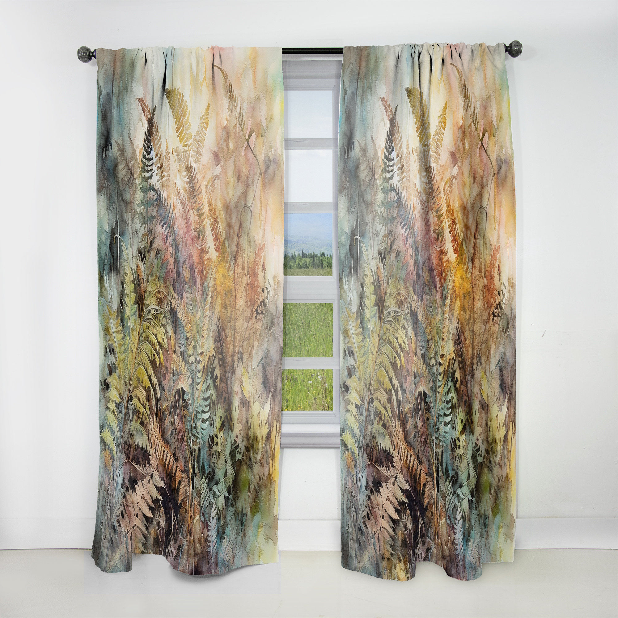 East Urban Home Callini - Green Grace Of Ferns II - Modern Curtain ...