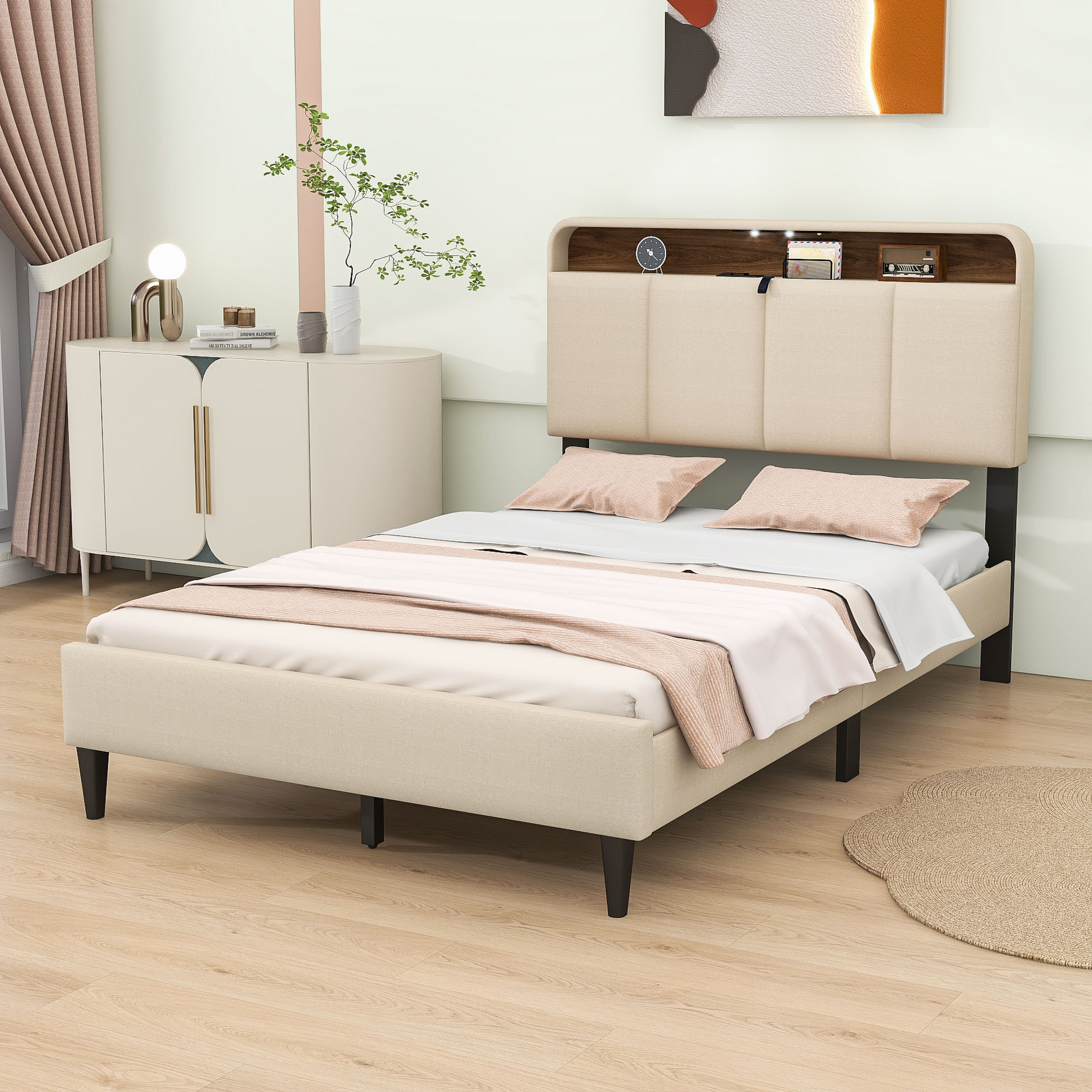 Latitude Run® Sadae Linen Upholstered Platform Bed with Storage ...