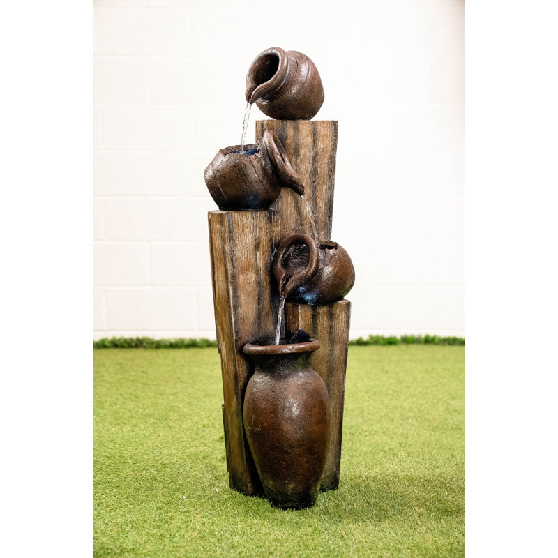 Hi-Line Gift Ltd. Resin Pouring Jugs Fountain with LED Light | Wayfair