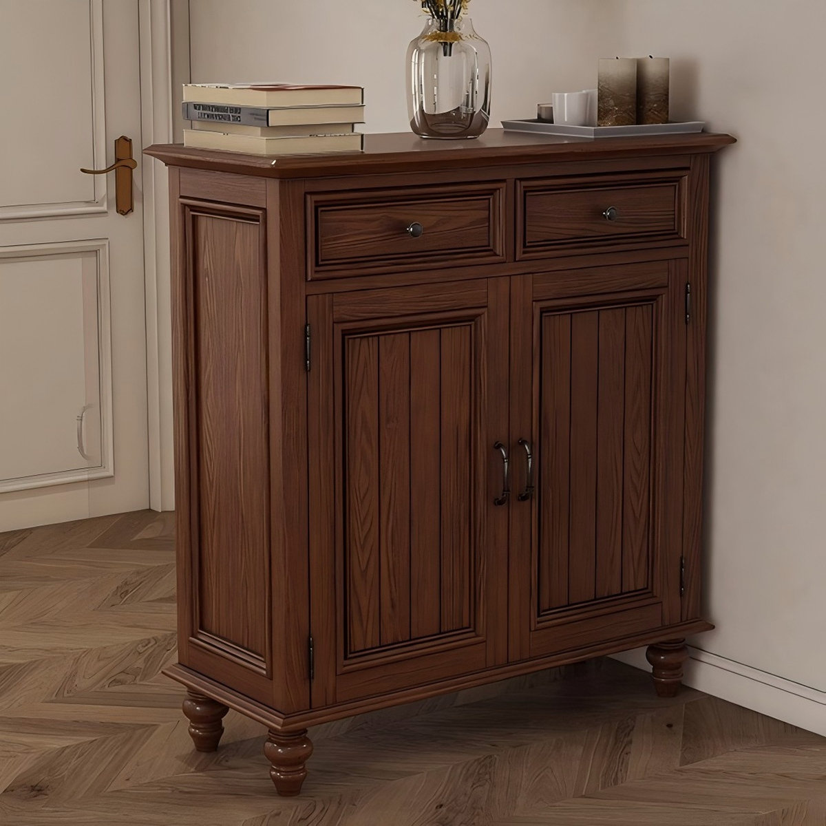 Refineroost Retro minimalist solid wood double-sided opening shoe ...