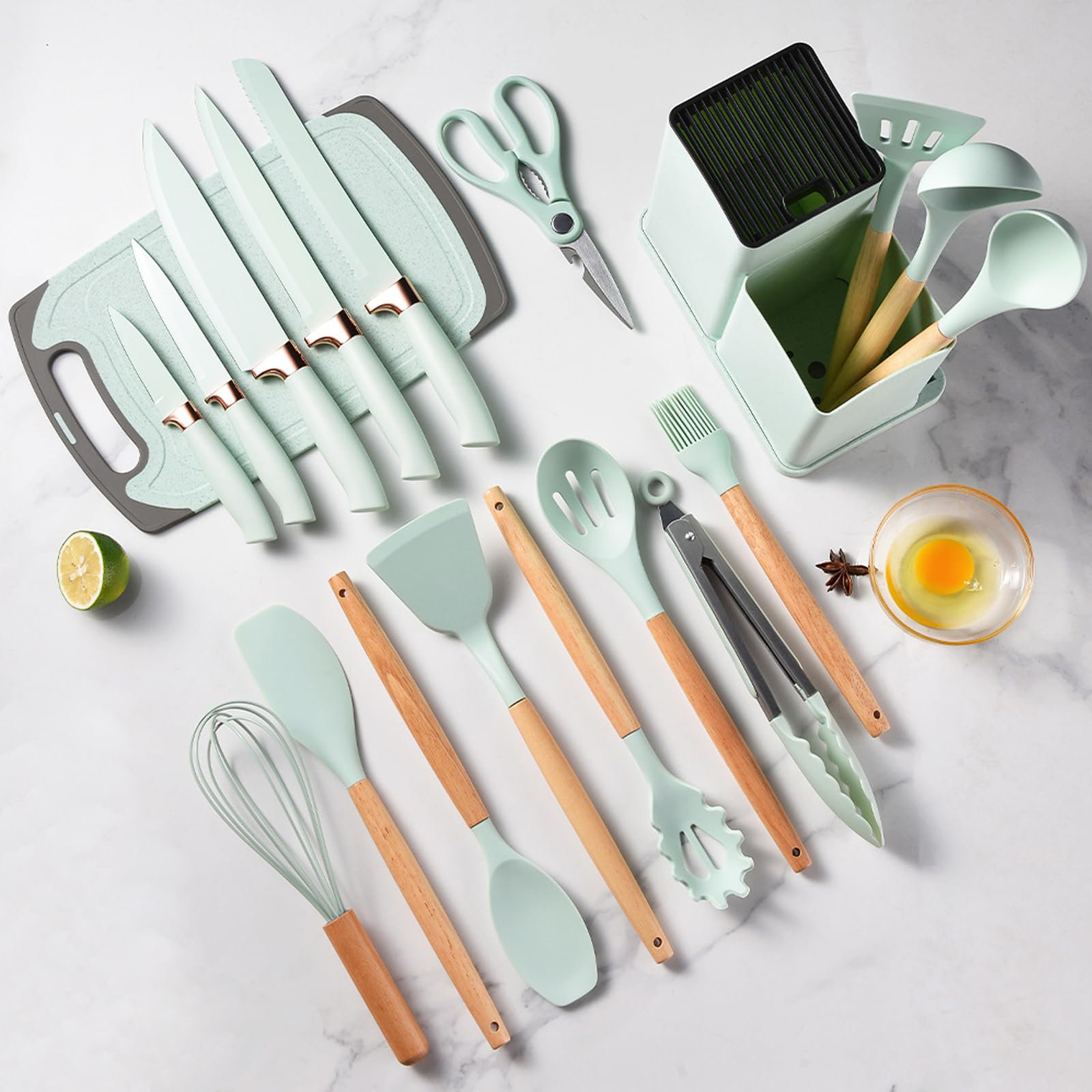 ColorLife Cooking Utensils Set,19 Kitchen Set Utensils Set With 11 ...
