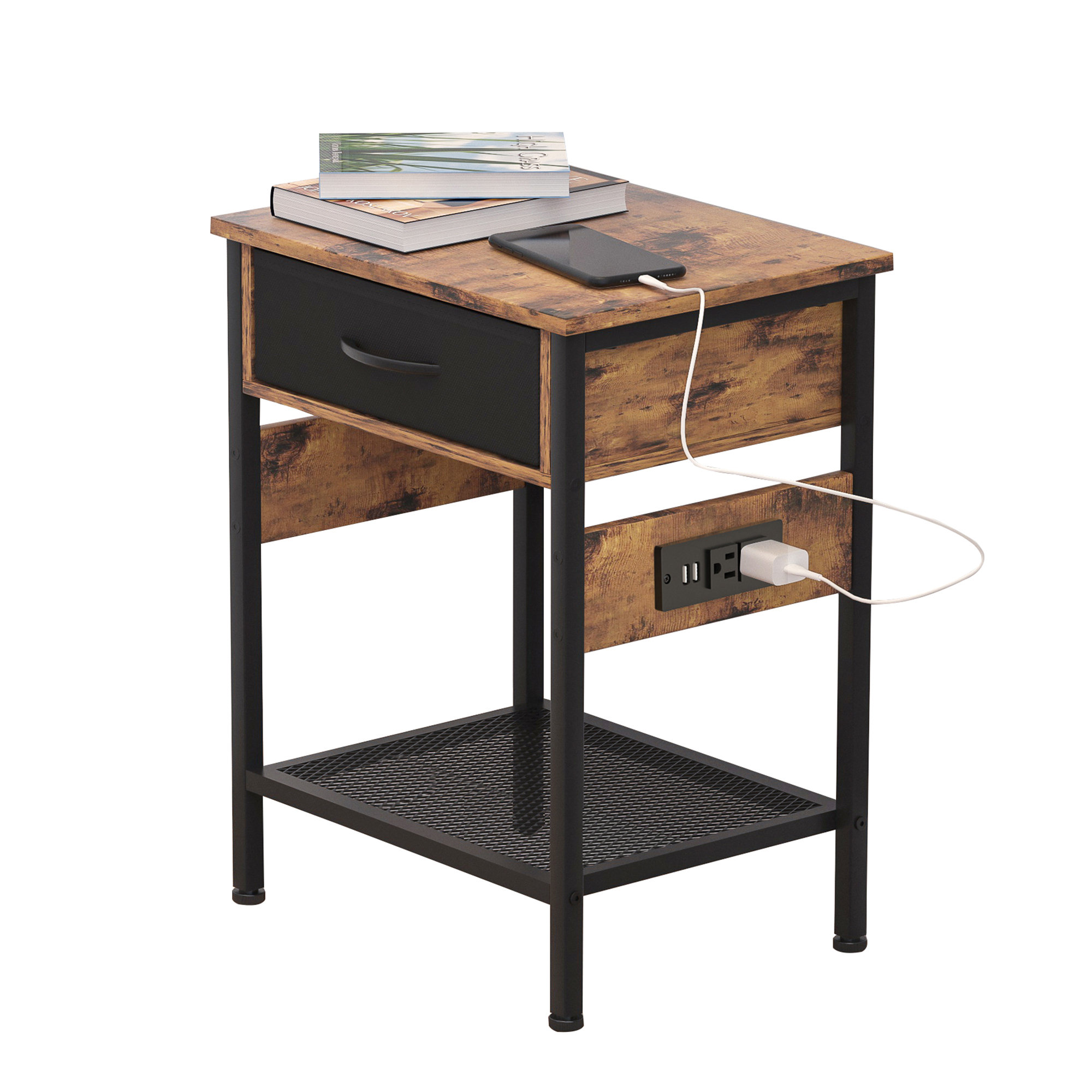 17 Stories End Table with Storage and Built-In Outlets | Wayfair