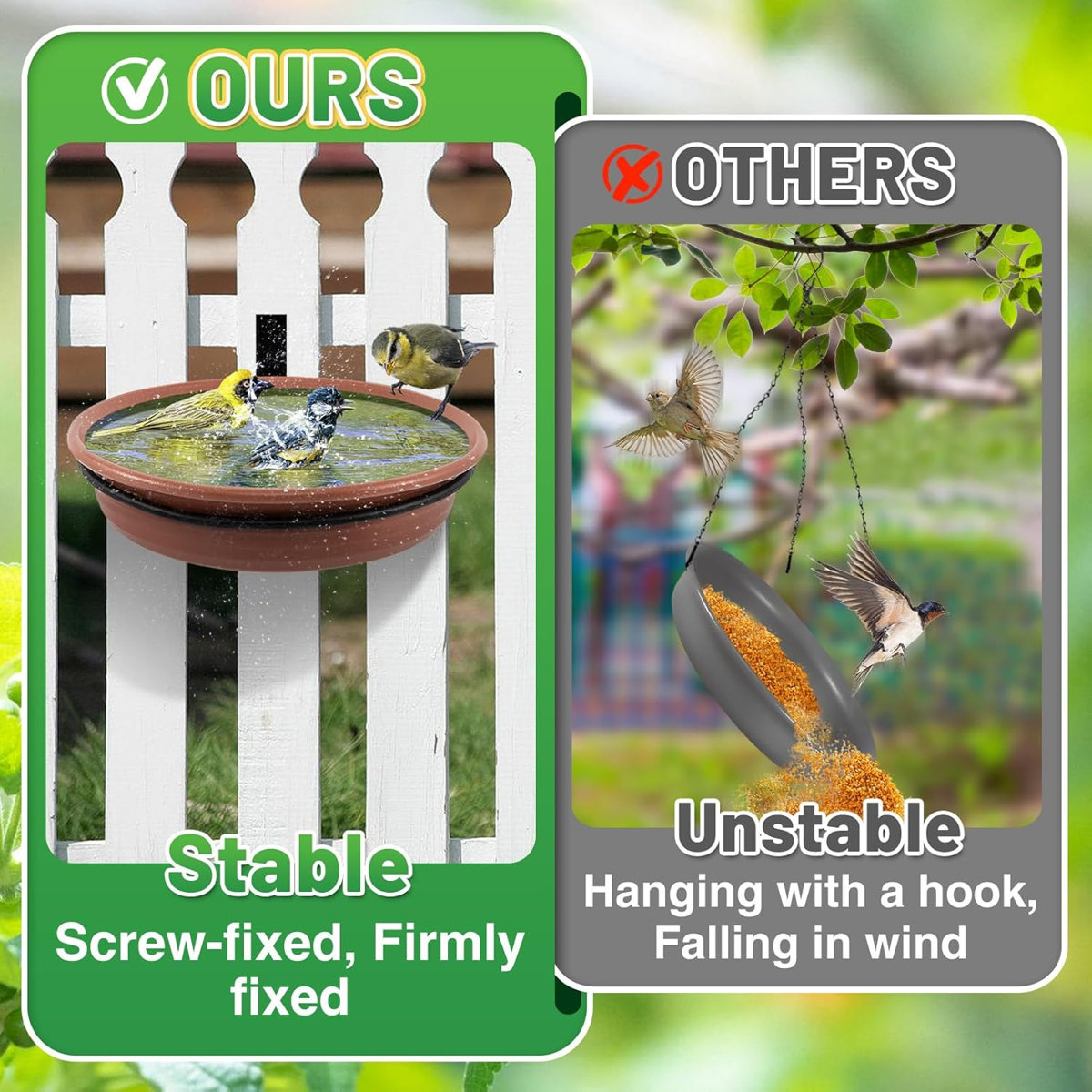 Arlmont & Co. Fence Bird Feeders Tray - 2pcs Tree Mounted Wild Bird ...