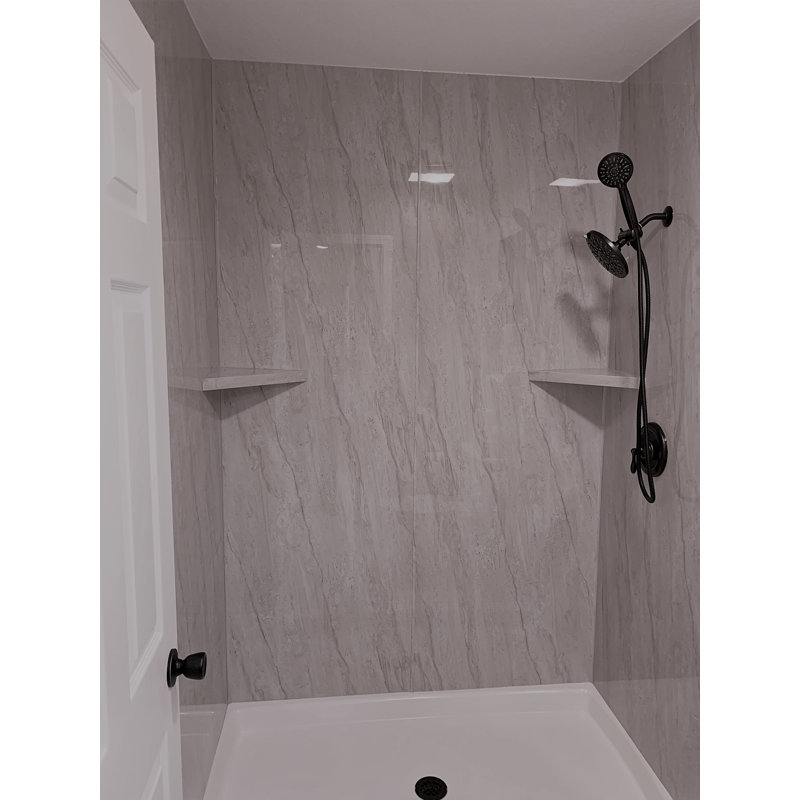 Polymarm 72"W 80" H 36" D Three Wall Composite Shower Wall Panel ...