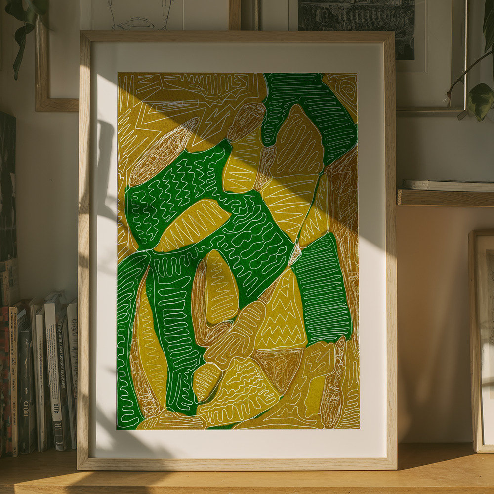Ivy Bronx Gold and green abstract | Wayfair.co.uk