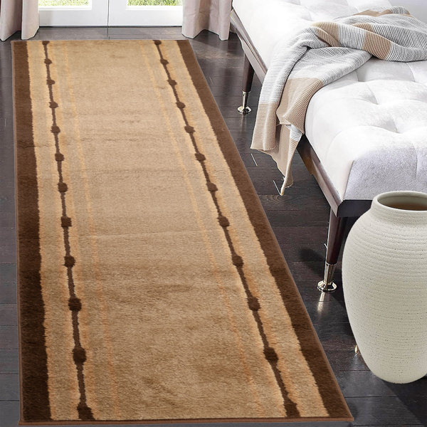 Gracie Oaks Square Border Brown Medium Pile Slip Resistant Rug ...