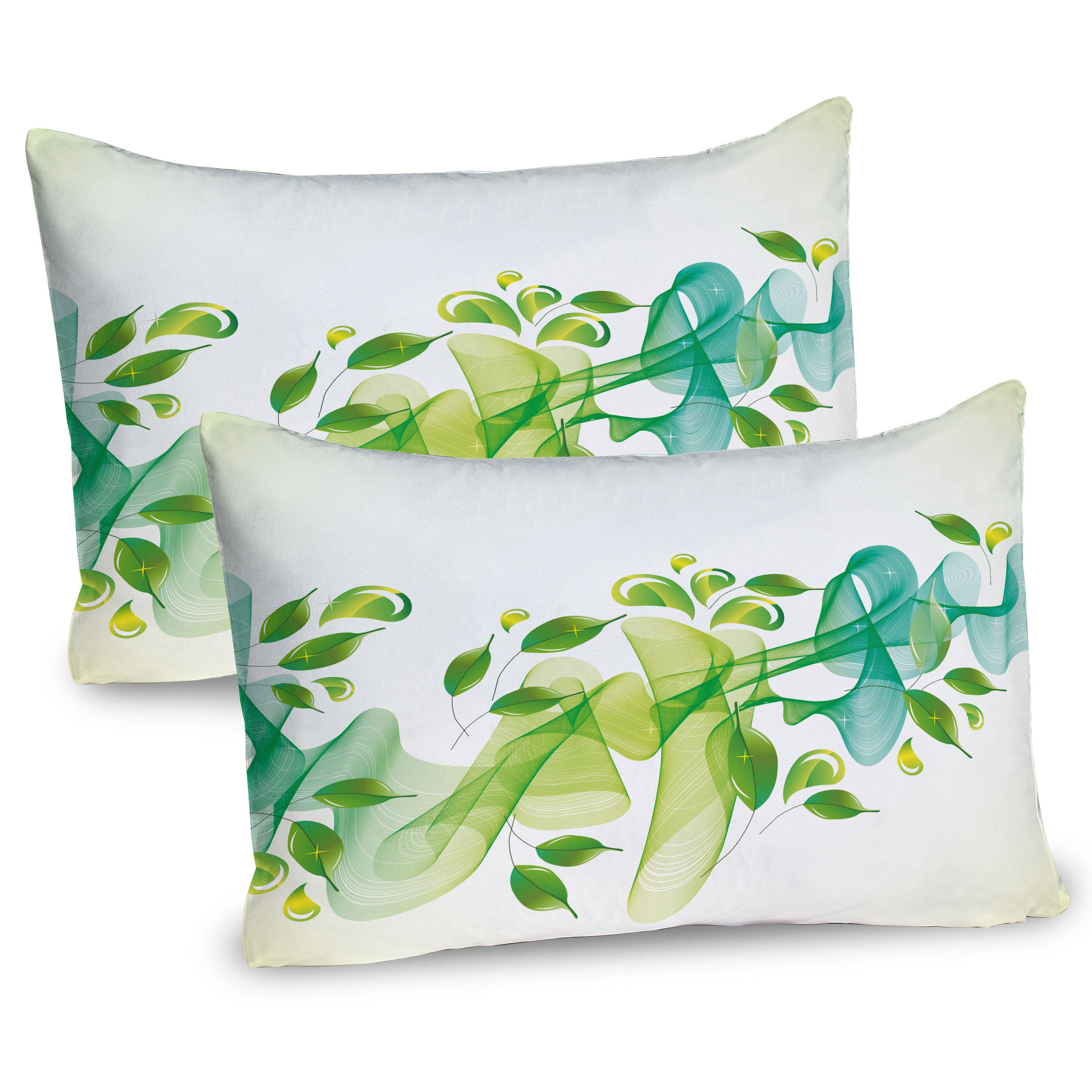 Ambesonne Modern Pillow Sham 2 Pack Wavy Floral Design Digi Art Yellow ...