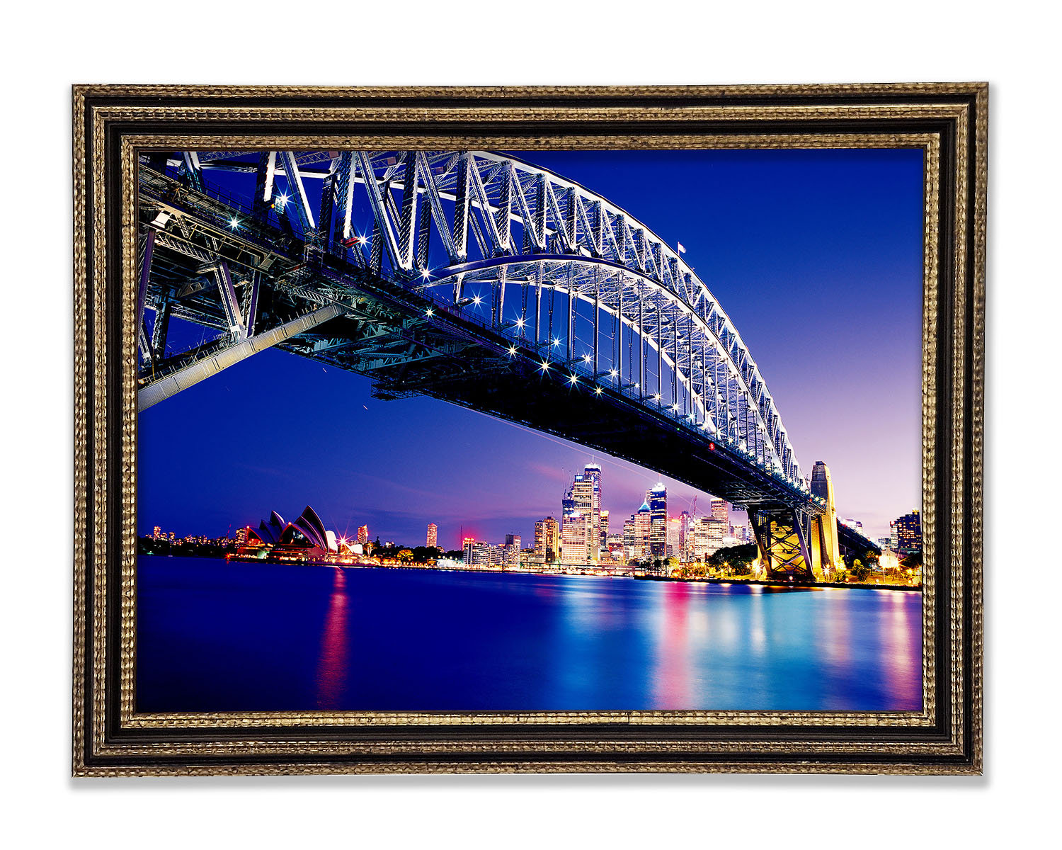 Ebern Designs Sydney Harbour Bridge Blue Night Single Picture Frame