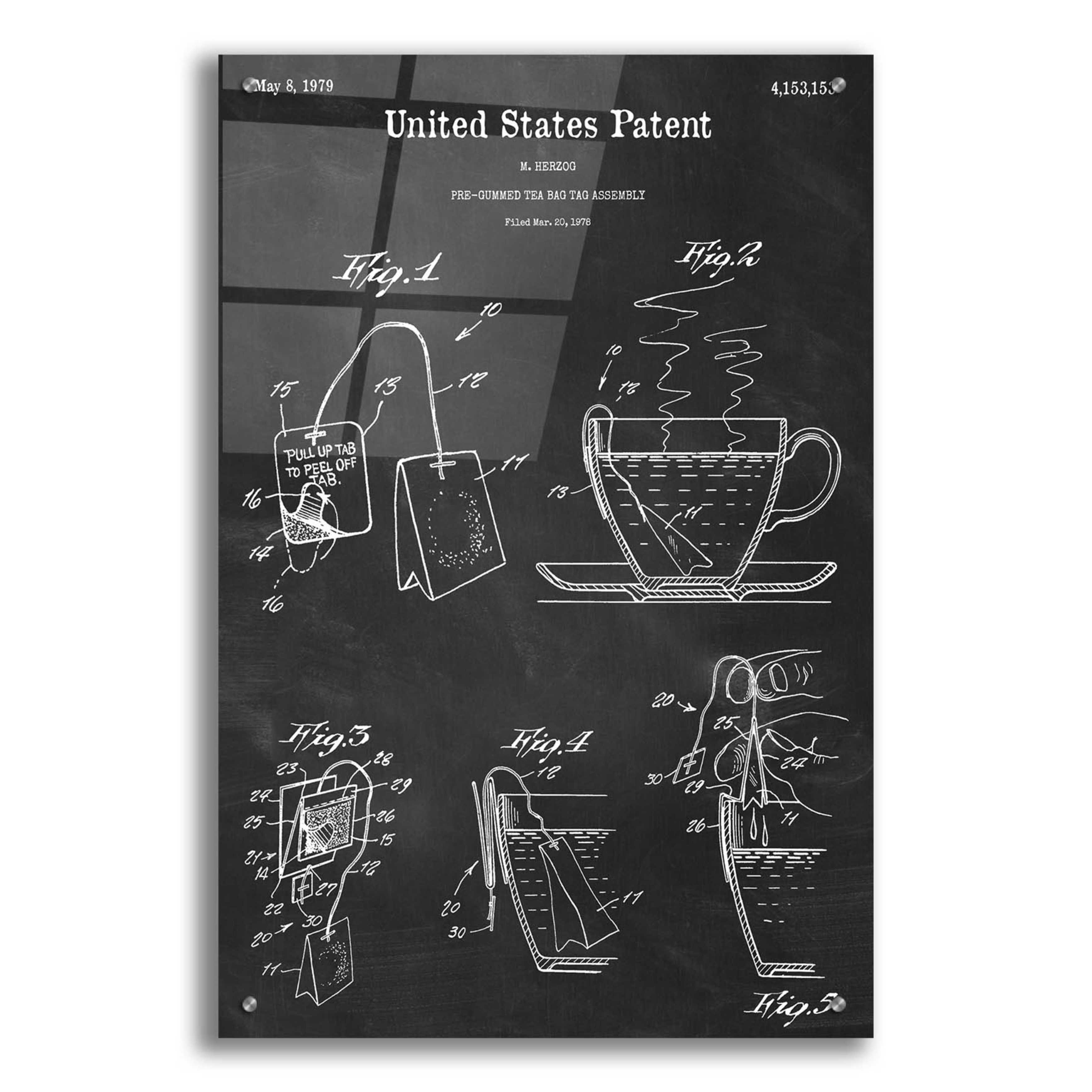 17 Stories Tea Bag Blueprint Patent Chalkboard - Unframed Graphic Art ...